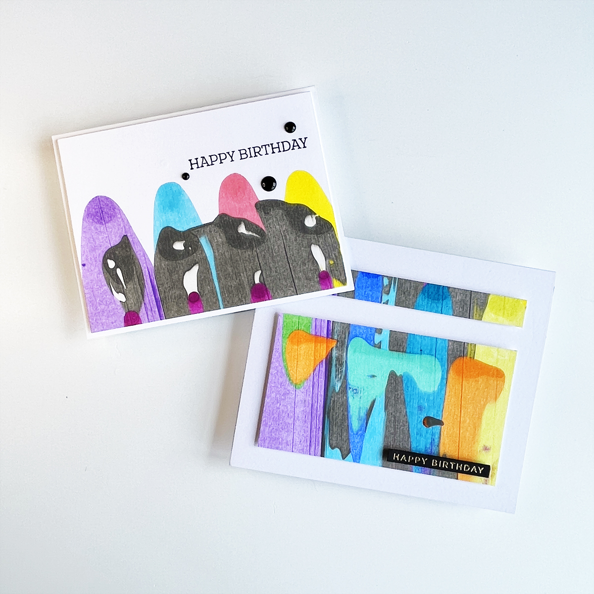 Using Squeegee “Scraped” Acrylic Art Panels in Cardmaking