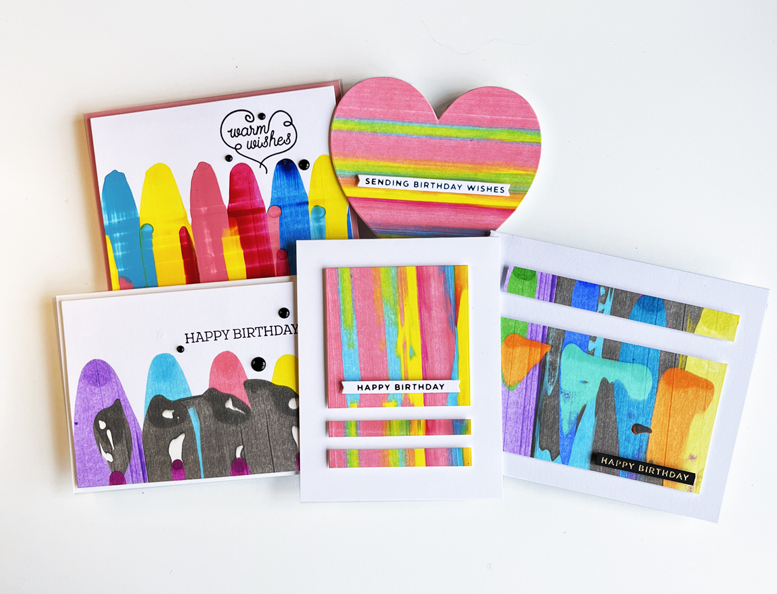 Using Squeegee “Scraped” Acrylic Art Panels in Cardmaking